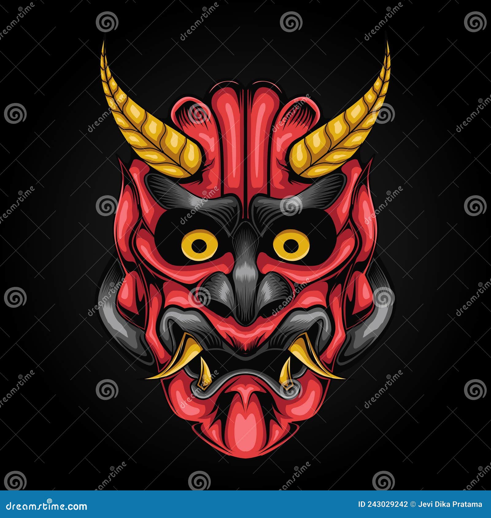 Rockabilly Devil Tattoo Vector Illustration In Full Color | CartoonDealer.com #136327391