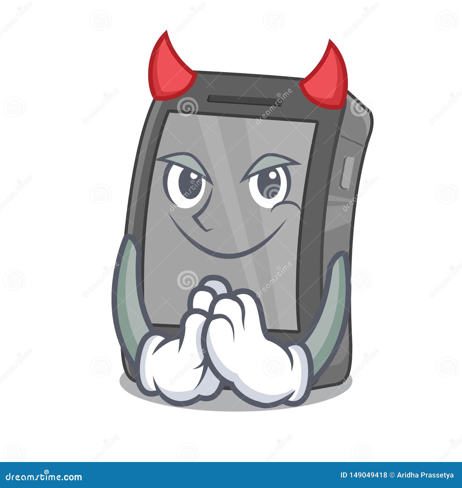 Devil Ipad on a Wooden Cartoon Table Stock Vector - Illustration of ...