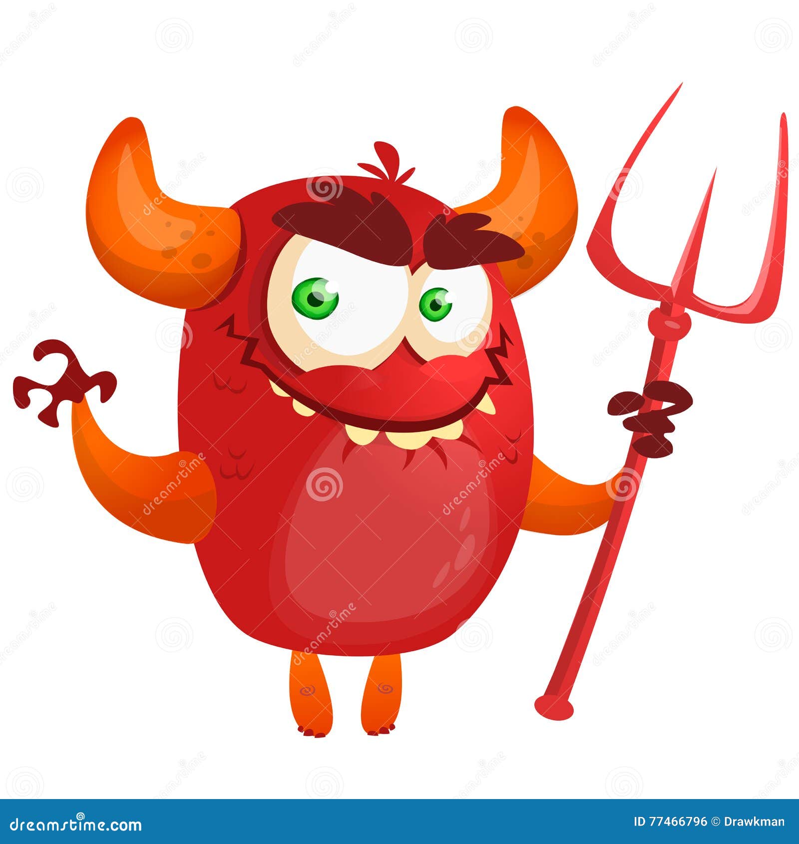 Devil Laughing and Holding a Trident. Vector Illustration with Simple ...