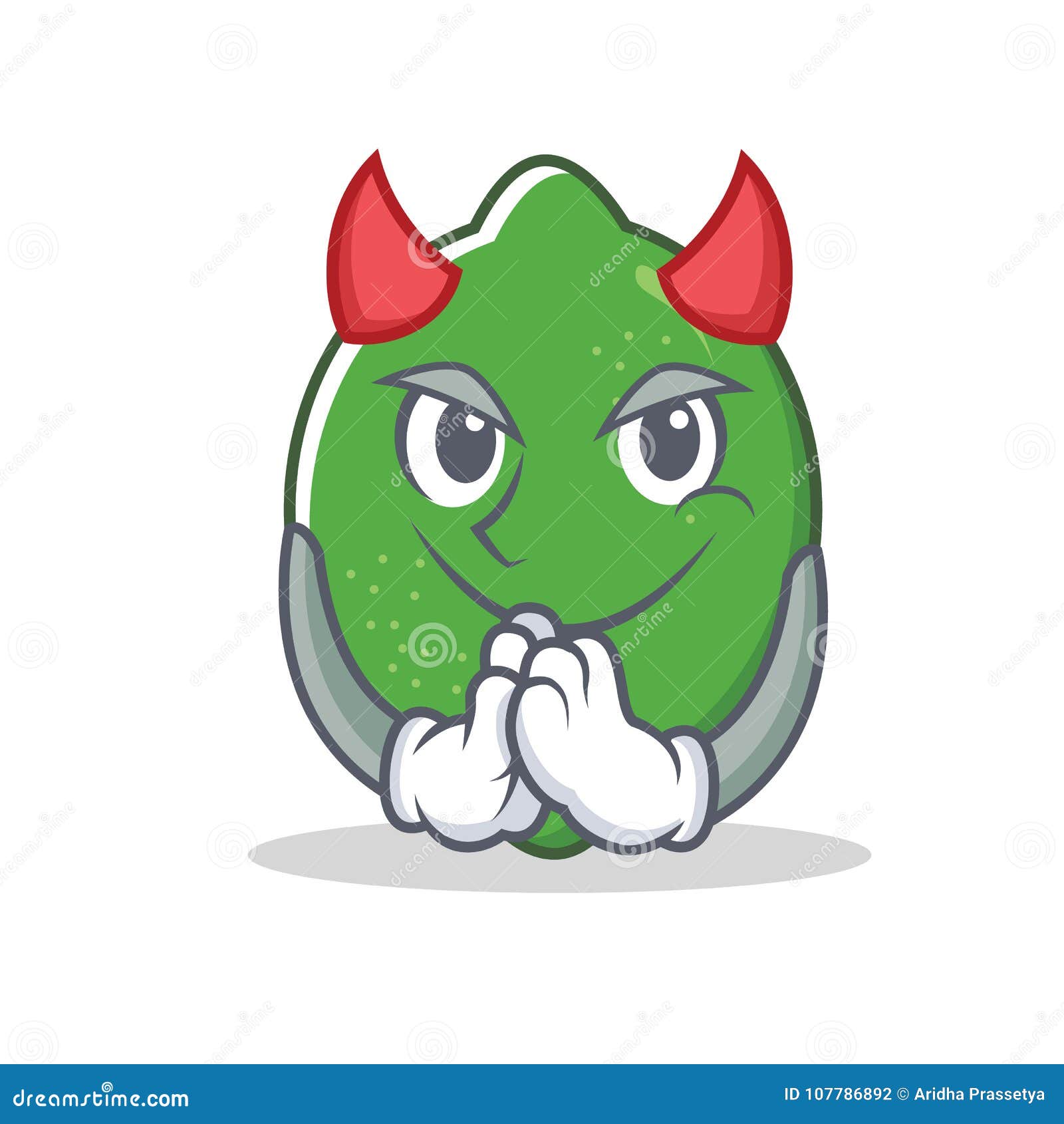 Devil Lime Mascot Cartoon Style Stock Vector - Illustration of face ...