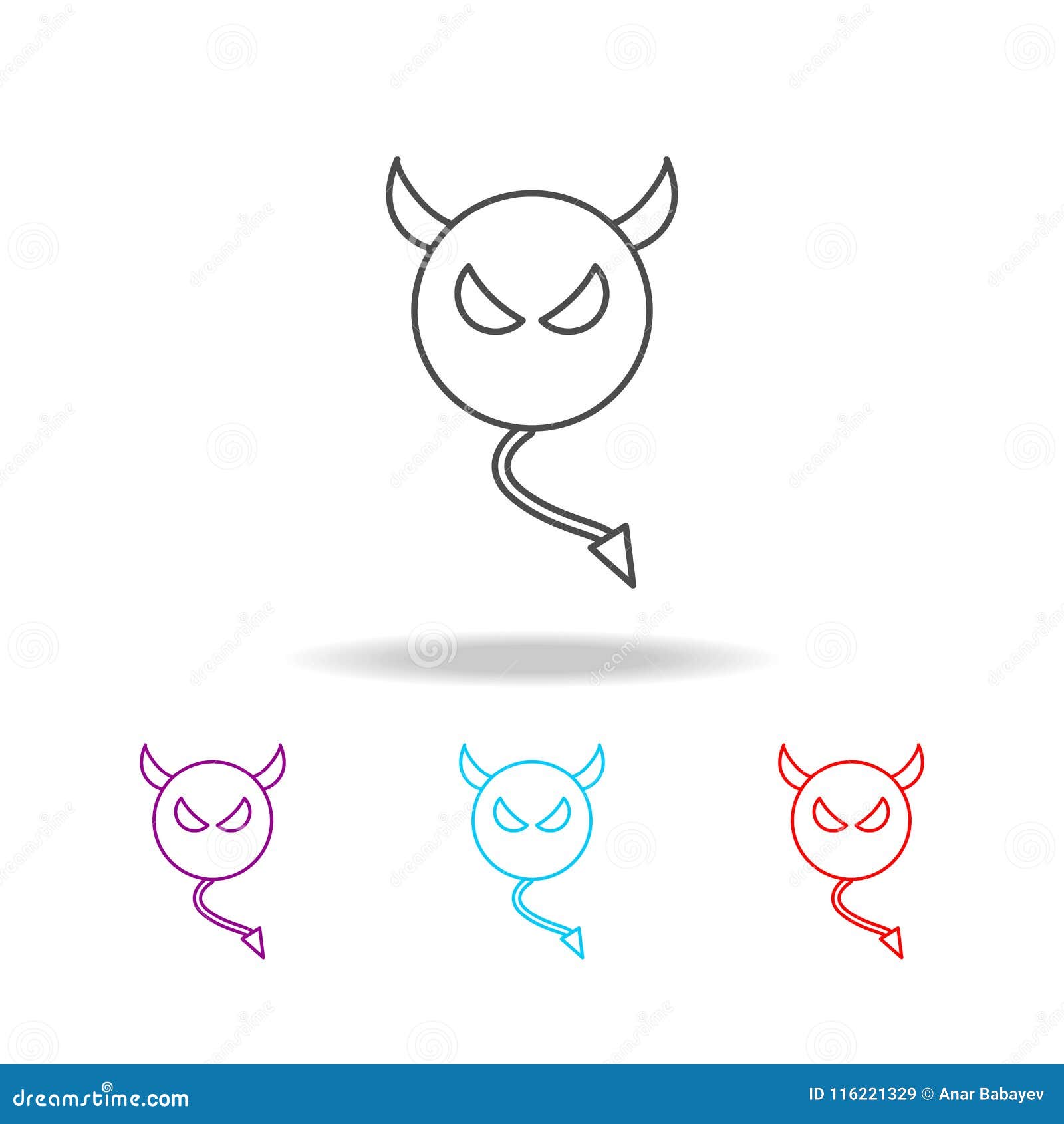 Devil Line Icon. Elements of Angel and Demon in Multi Colored Icons ...