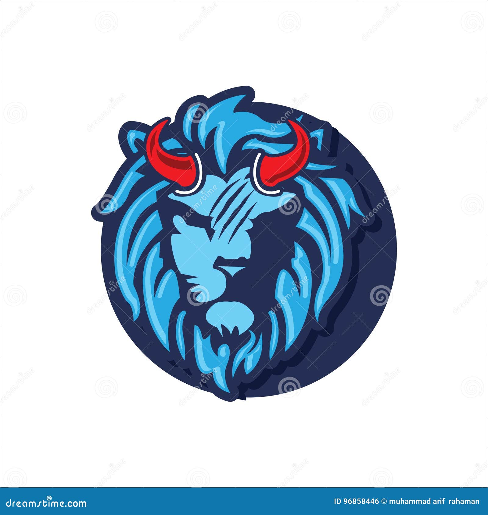 Devil Lion head vector stock vector. Illustration of insignia - 96858446