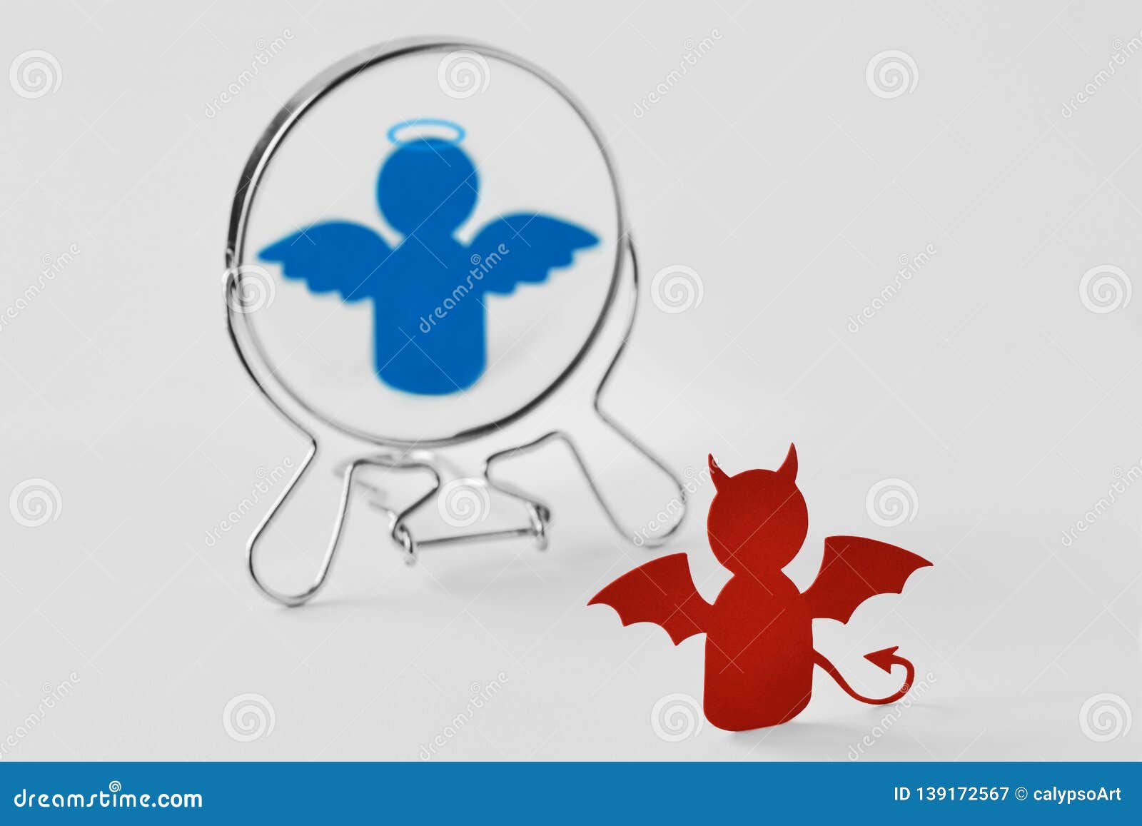 Devil Looking in the Mirror and Seeing Himself As an Angel - Good and ...