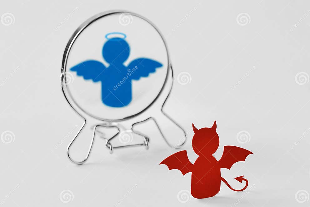 Devil Looking in the Mirror and Seeing Himself As an Angel - Good and ...