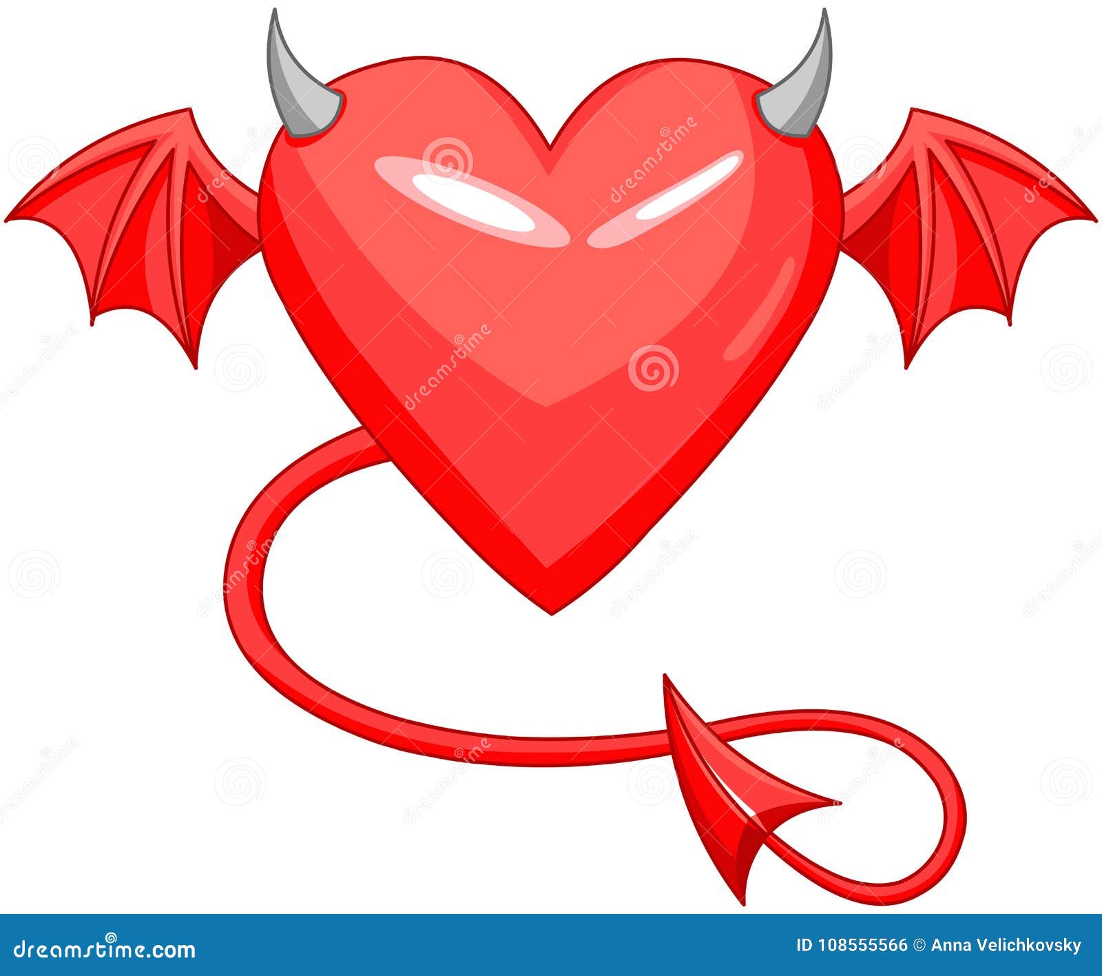 Devil Love Horned Heart stock vector. Illustration of evil - 108555566
