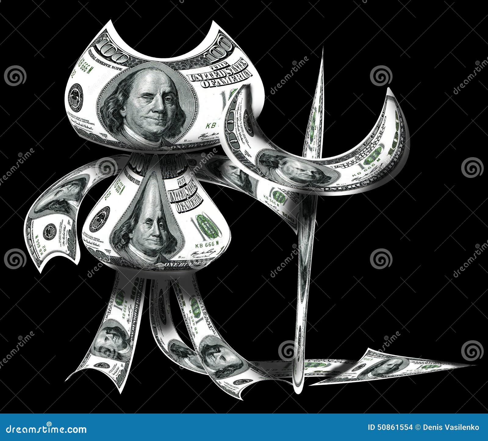 Devil made from dollars stock illustration. Illustration of dollars ...