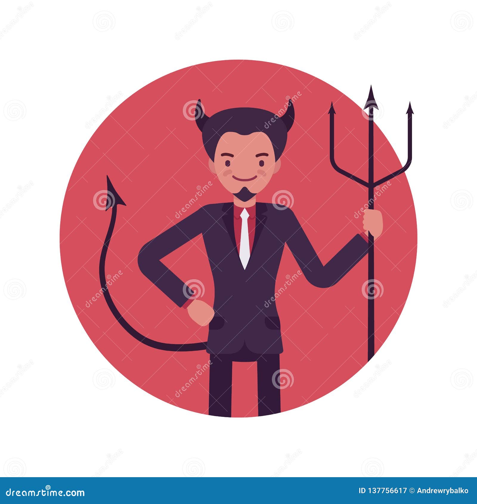 Devil man in a red circle stock vector. Illustration of howl - 137756617