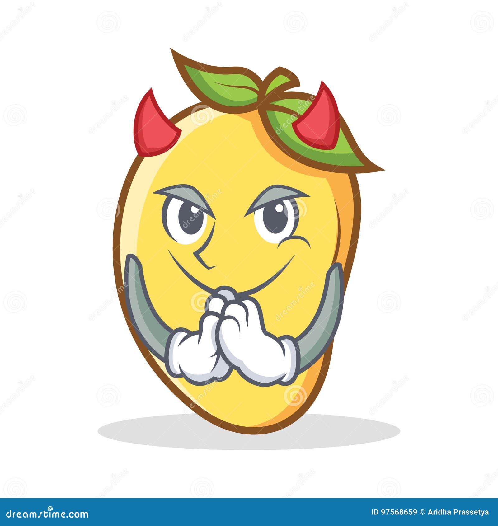 Devil Mango Character Cartoon Mascot Stock Vector - Illustration of ...