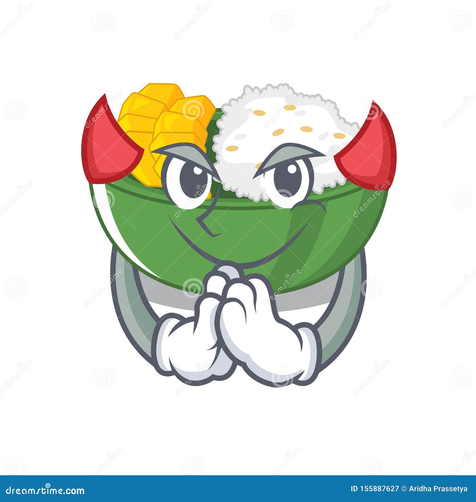 Devil Mango Sticky Rice in the Cartoon Stock Vector - Illustration of ...