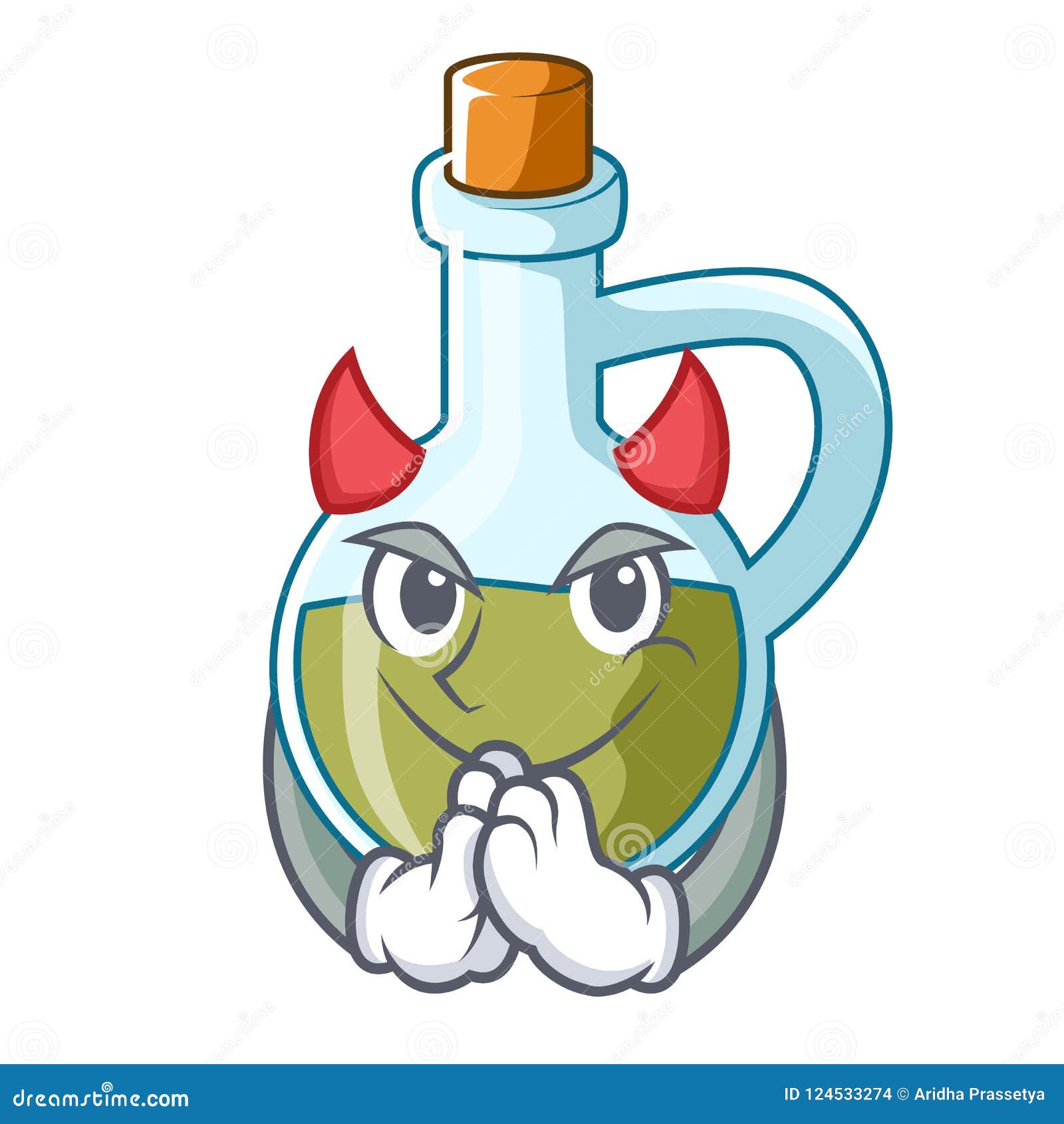 Devil Mascot Cartoon Fresh Organic Olive Oil Stock Vector ...
