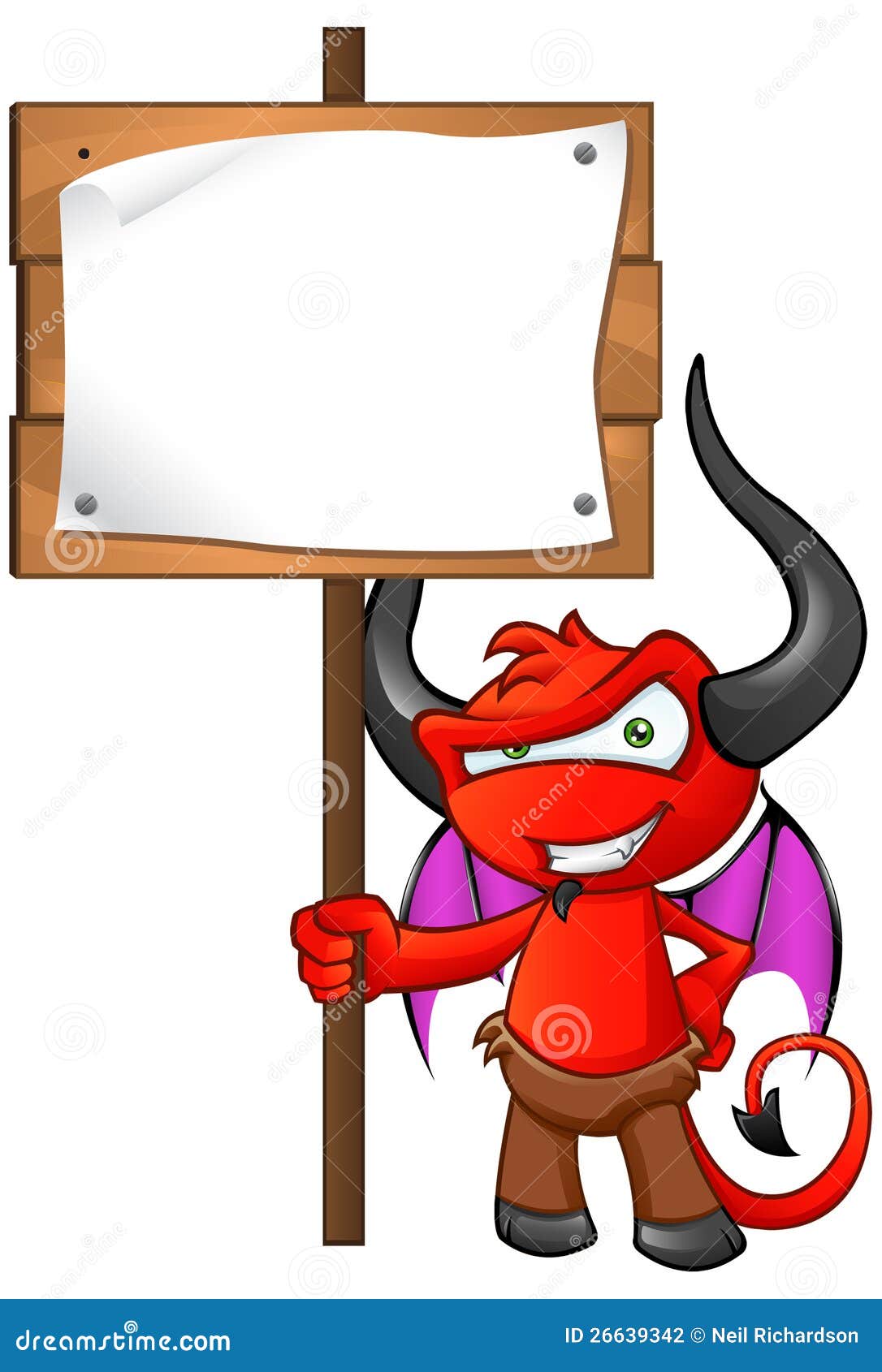 Devil Mascot - Holding Sign Stock Vector - Illustration of sign, horns ...