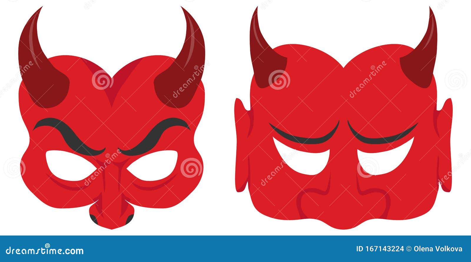 Devil Mask, Realistic Red Devil Mask. Flat Design Stock Illustration ...