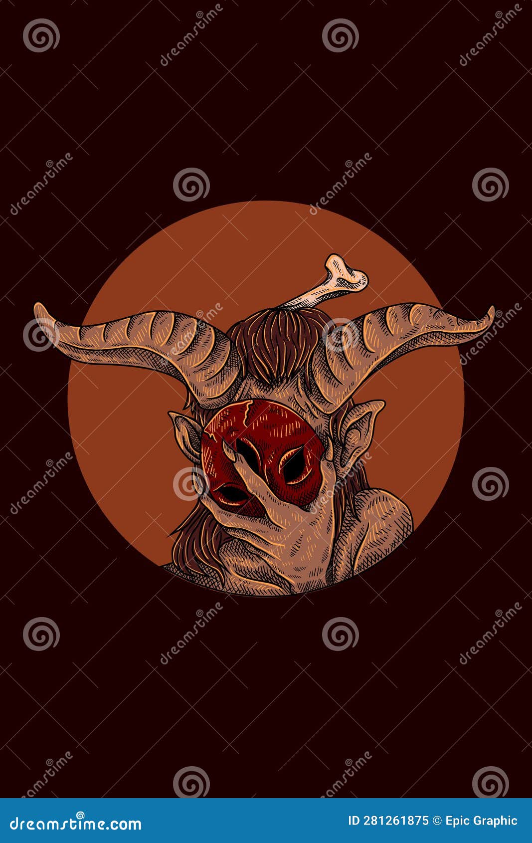 Devil with Mask Vector Illustration Stock Vector - Illustration of ...