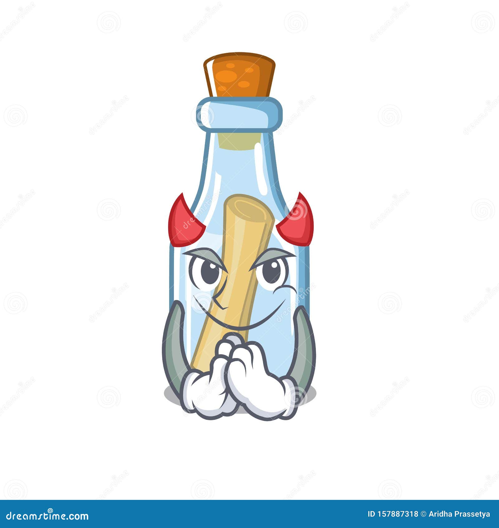 Devil Message in Bottle on a Character Stock Vector - Illustration of ...