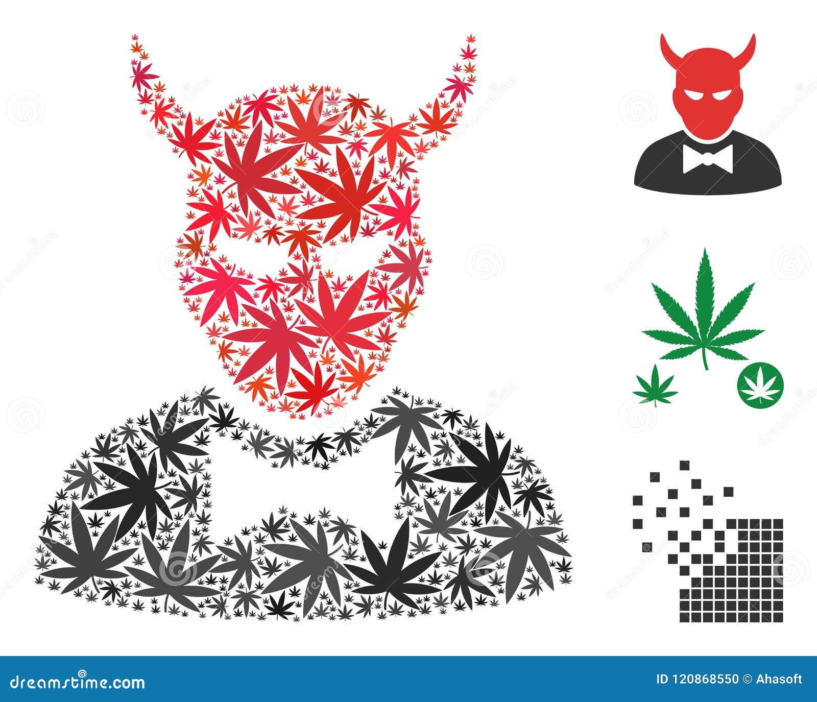 Devil Mosaic of Hemp Leaves Stock Vector - Illustration of dead, drugs ...