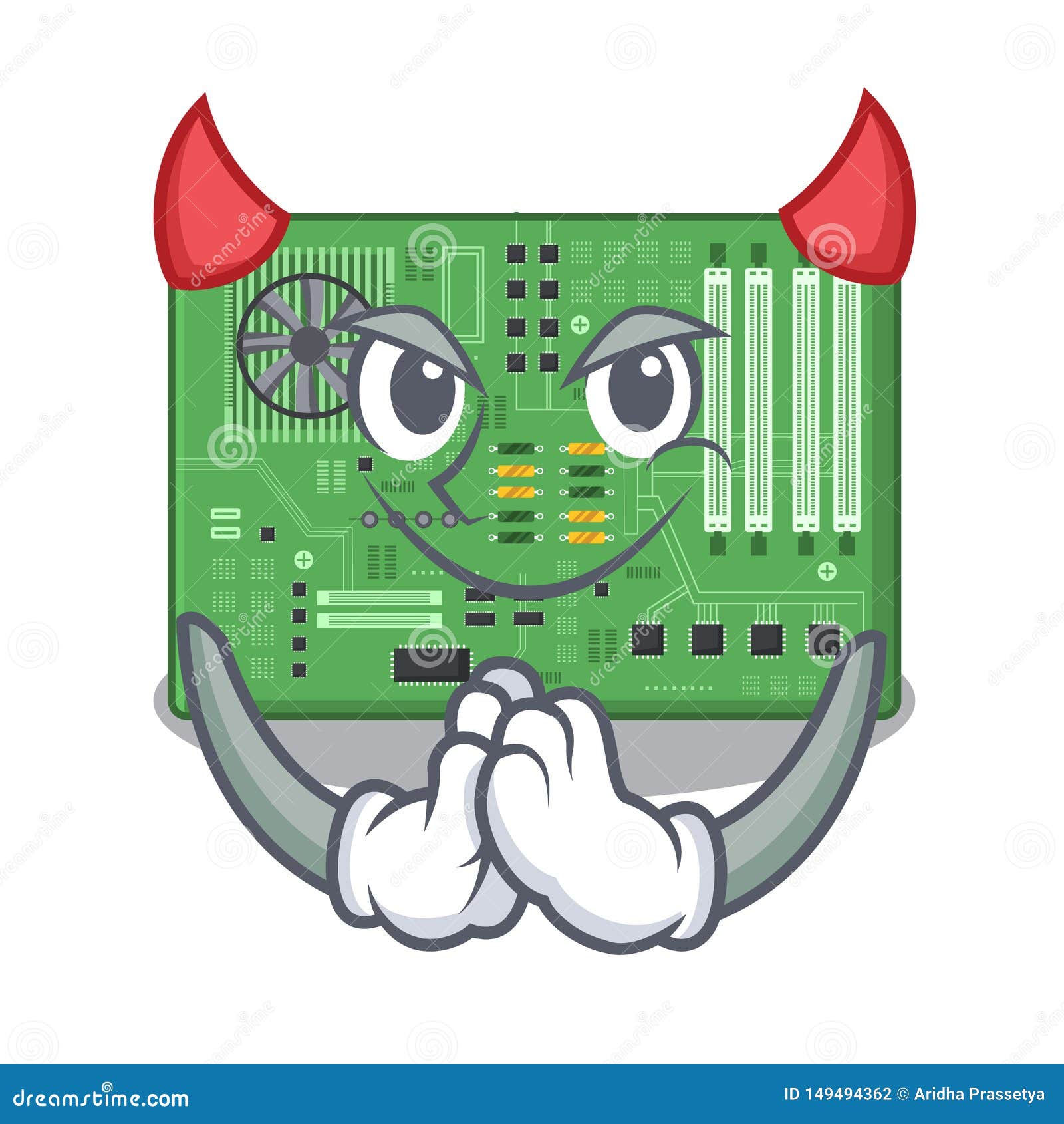 Devil Motherboard in the a Computer Cartoon Stock Vector - Illustration ...