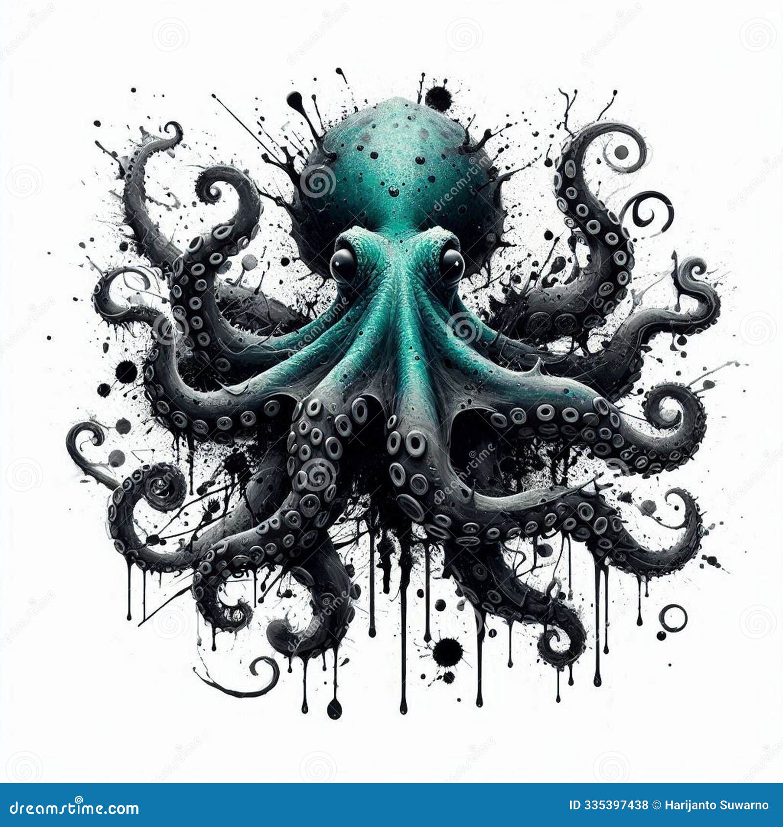 Devil octopus black ink stock illustration. Illustration of intelligene ...
