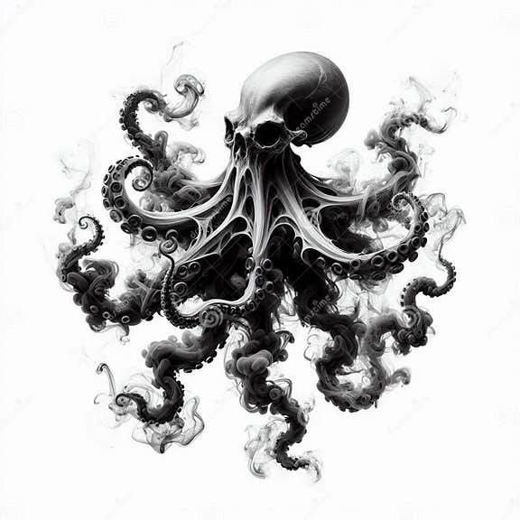 Devil octopus black ink stock illustration. Illustration of ...