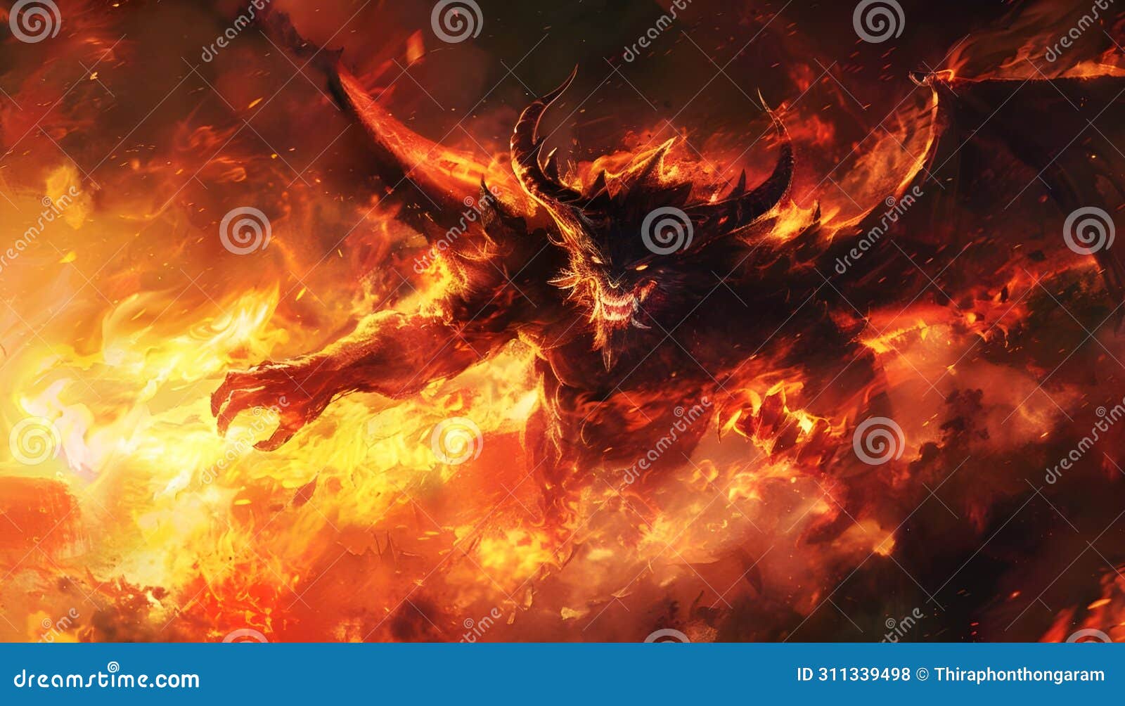 Devil out of the fire stock illustration. Illustration of devil - 311339498