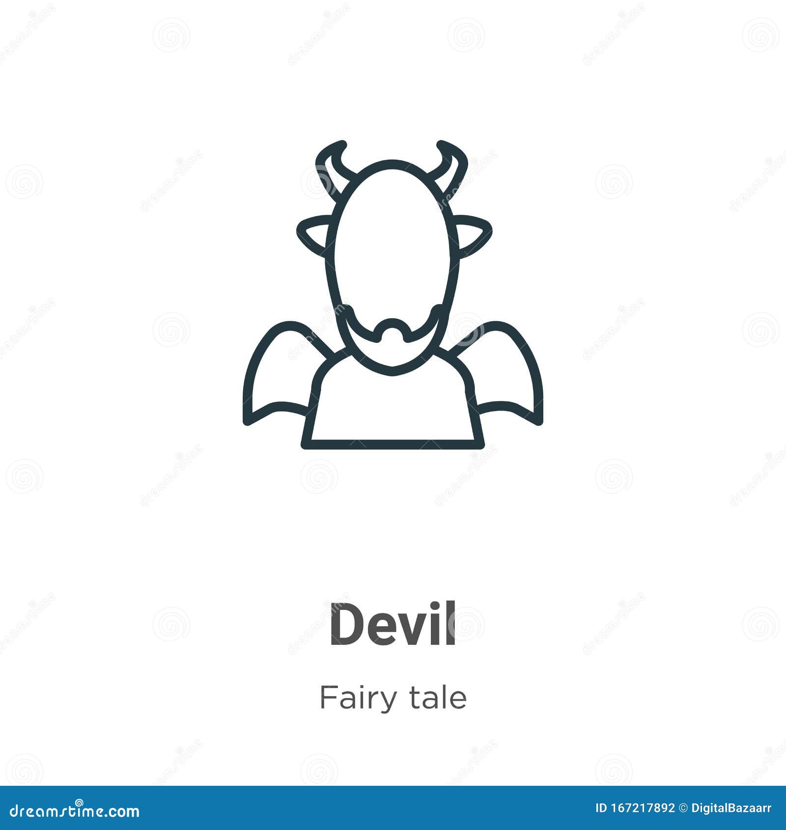 Devil Outline Vector Icon. Thin Line Black Devil Icon, Flat Vector ...
