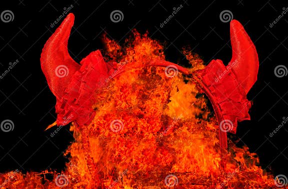 Devil Party Horns in Fire Flames. Stock Photo - Image of gear, hell ...