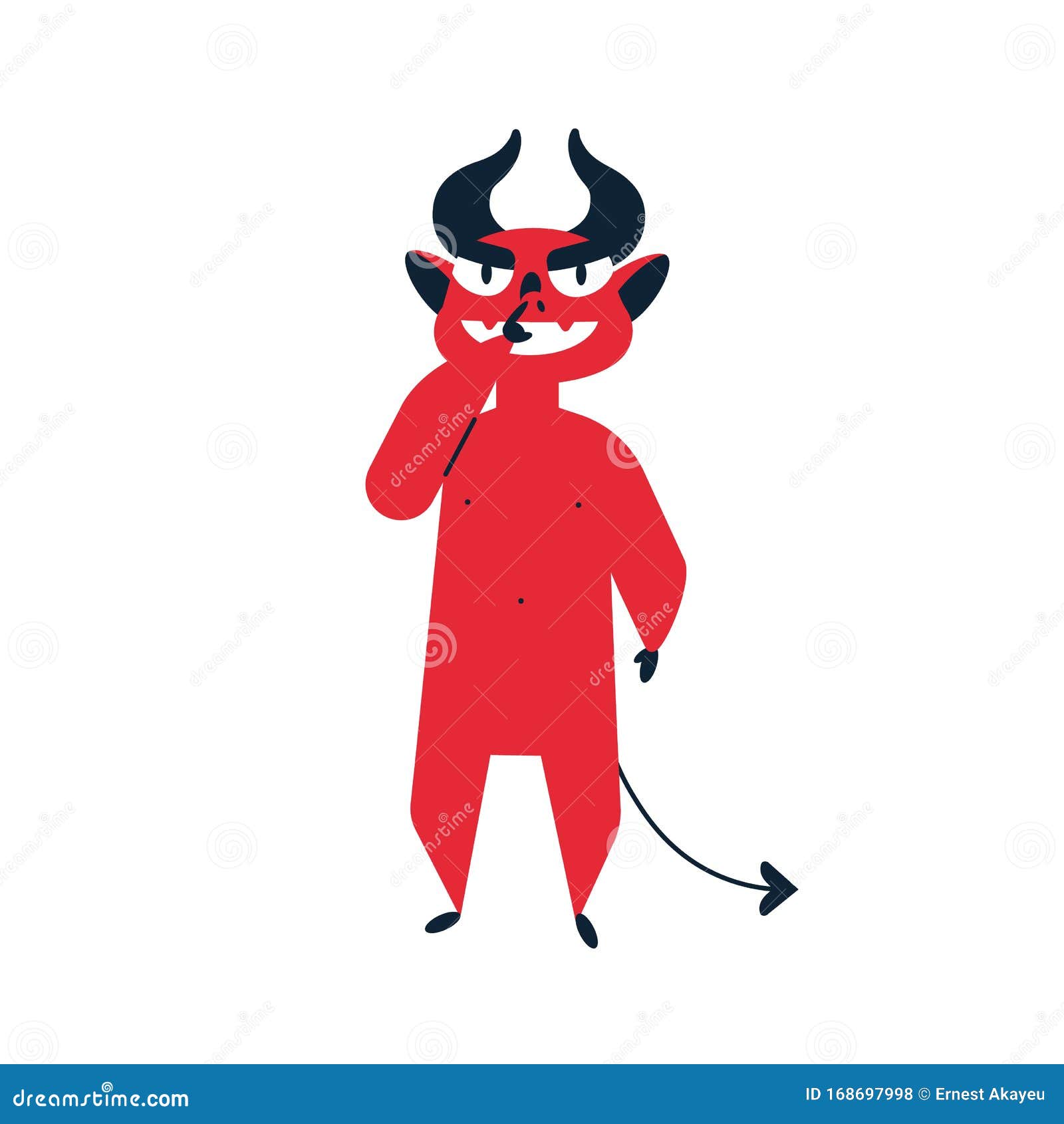 Devil Picking Nose Flat Vector Illustration. Bad Manners And Behavior ...
