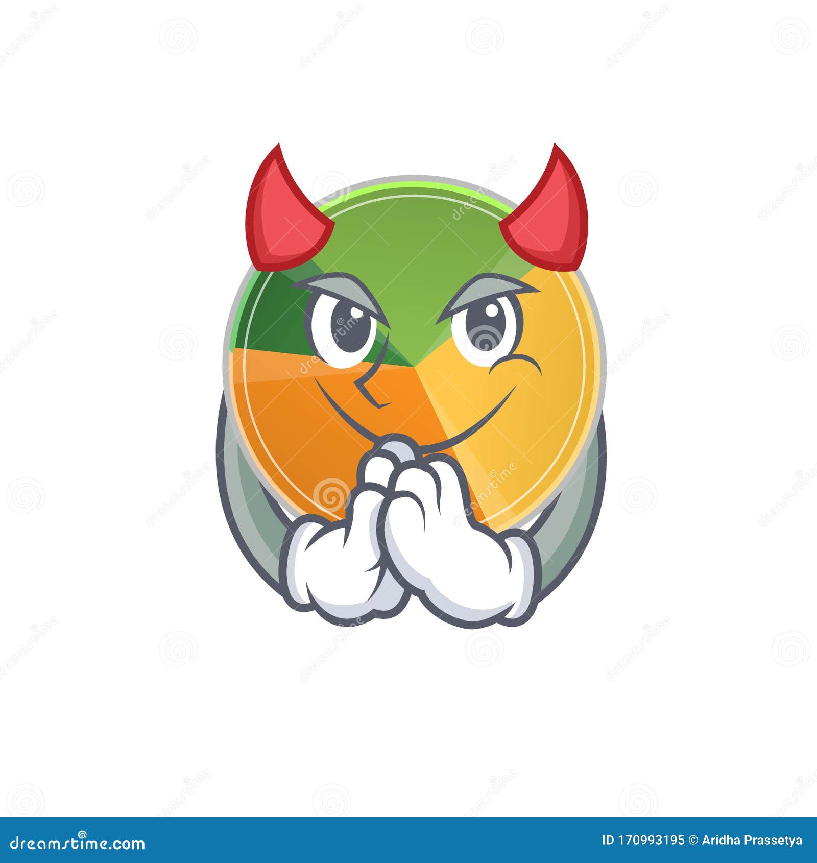 Devil Pie Chart Cartoon in Character Design Stock Vector - Illustration ...