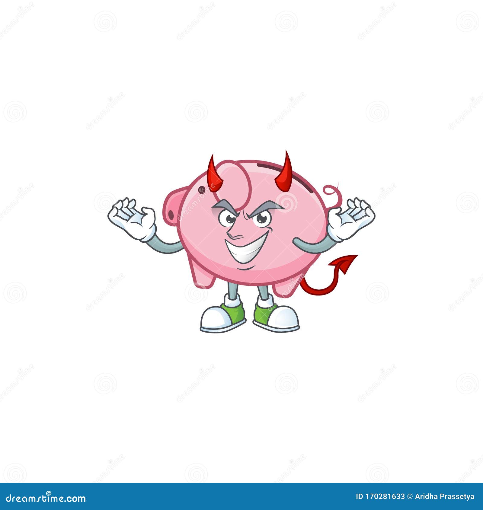 Devil Piggy Bank Cartoon Character Design Style Stock Vector ...