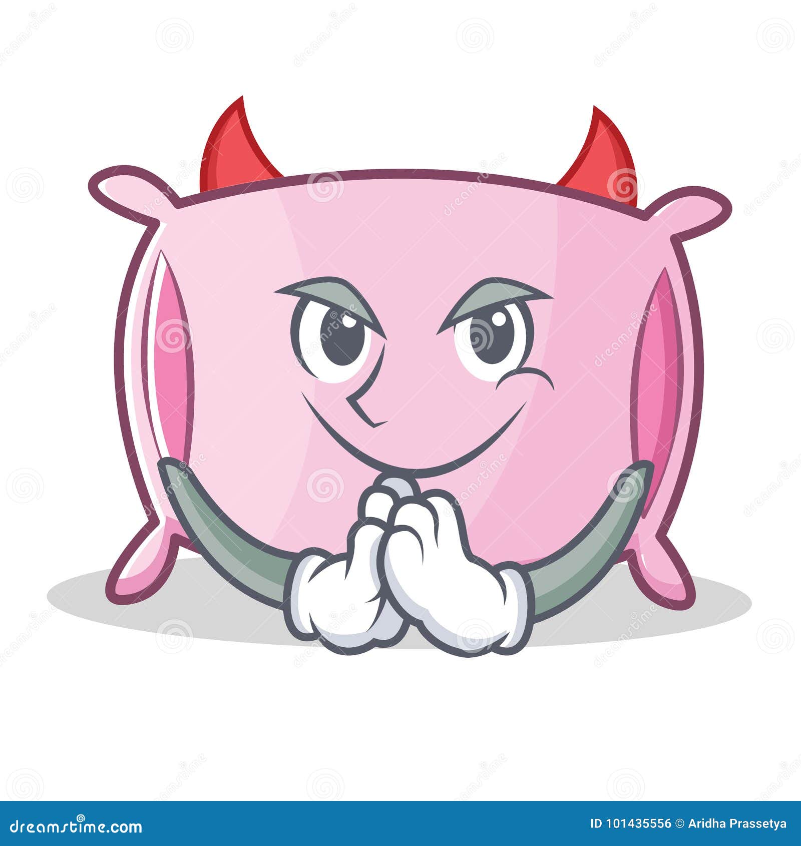Devil Pillow Character Cartoon Style Stock Vector - Illustration of ...