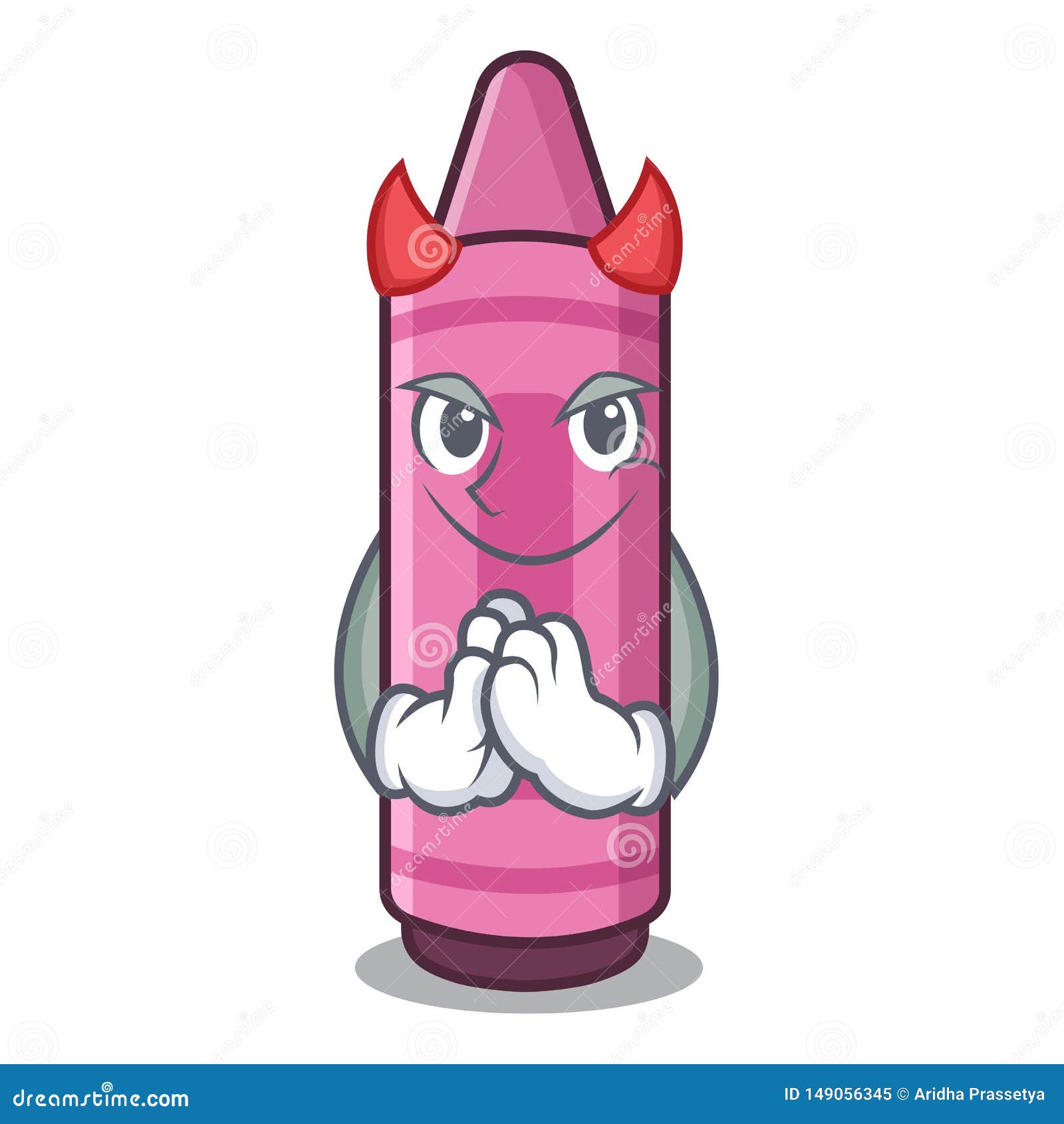 Devil Pink Crayons in the Character Shape Stock Vector - Illustration ...