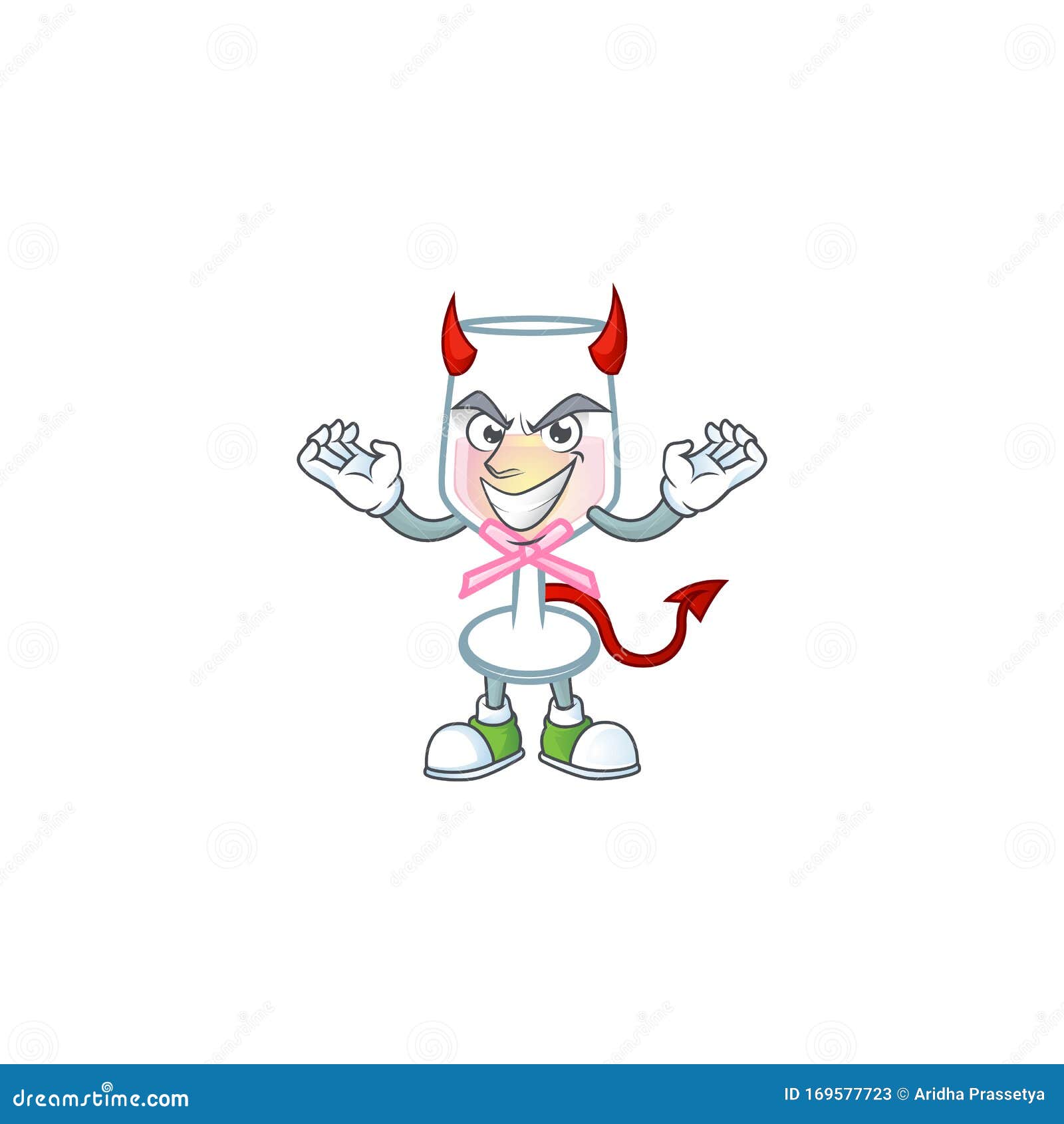 Devil Pink Glass of Wine Cartoon Character Design Stock Vector ...