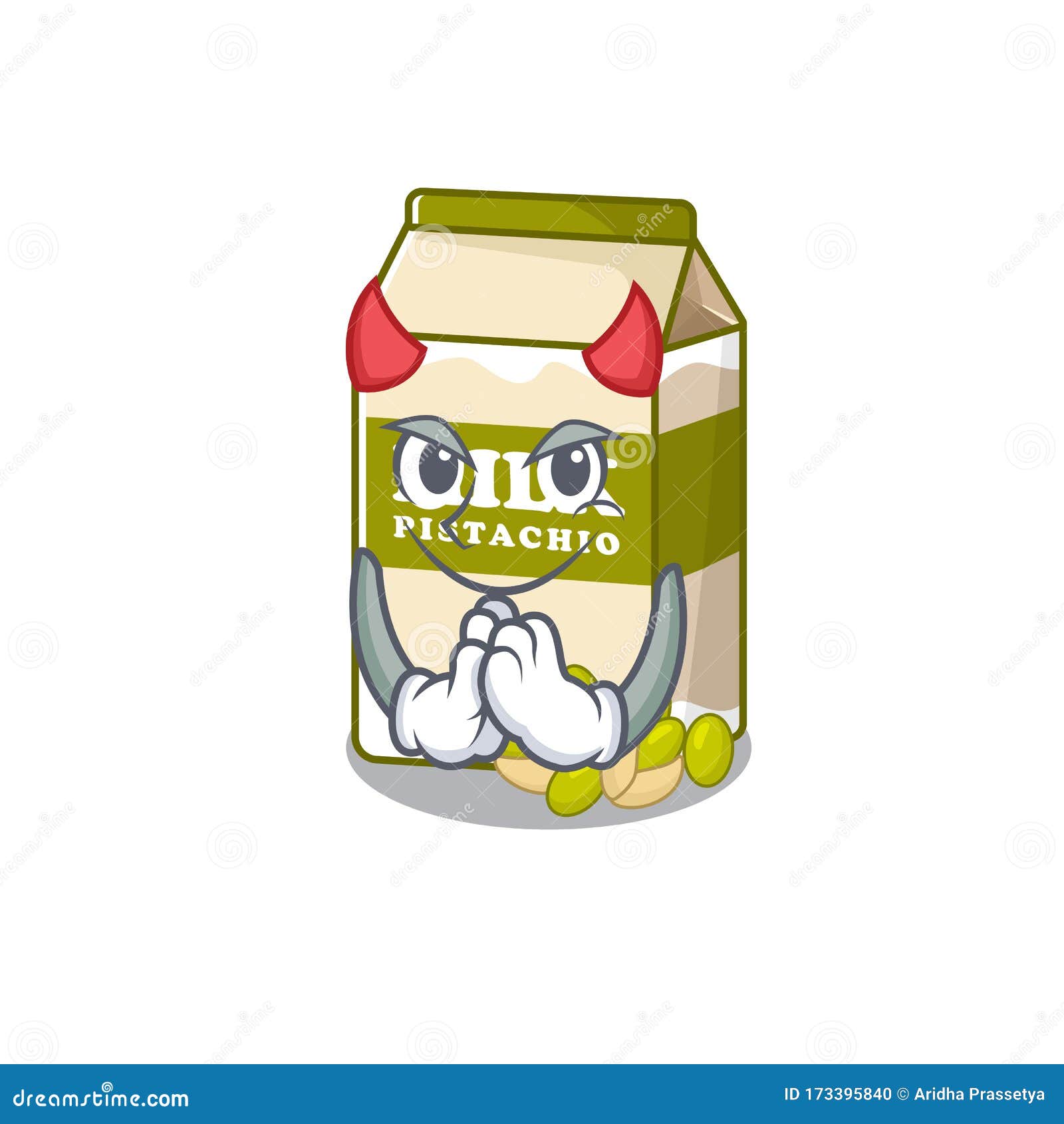 Devil Pistachio Milk Cartoon in Character Design Stock Vector ...