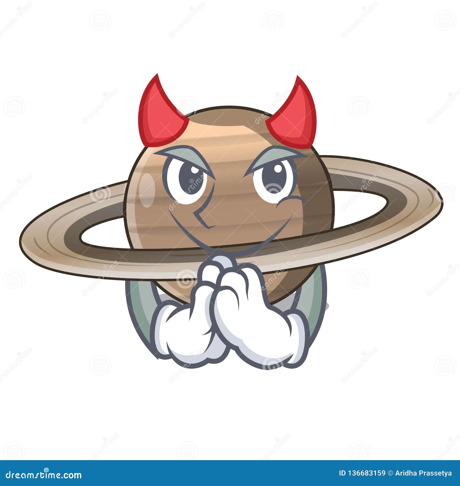 Devil Planet Saturn in the Cartoon Form Stock Vector - Illustration of ...