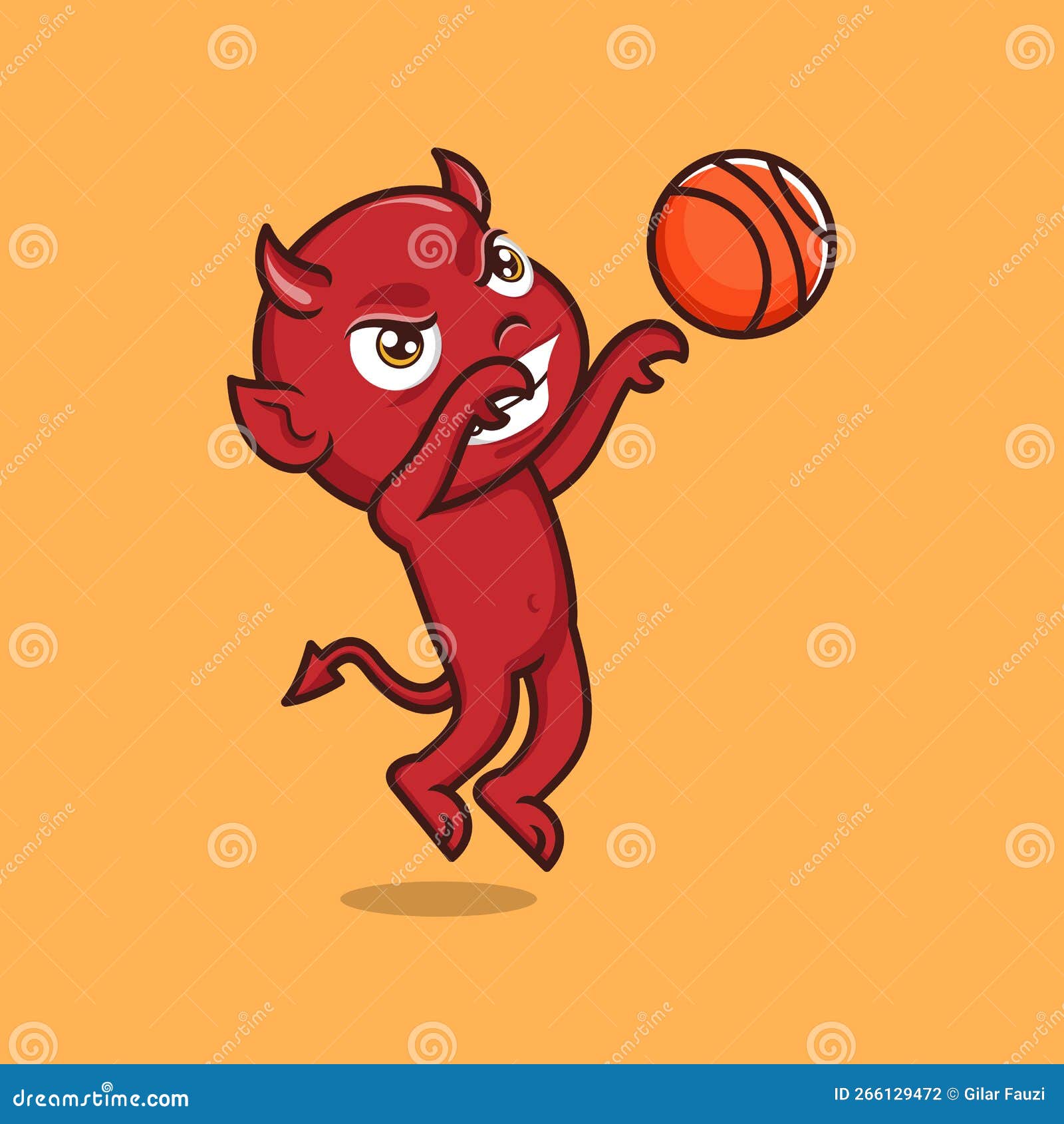 Devil playing basketball stock vector. Illustration of strange - 266129472