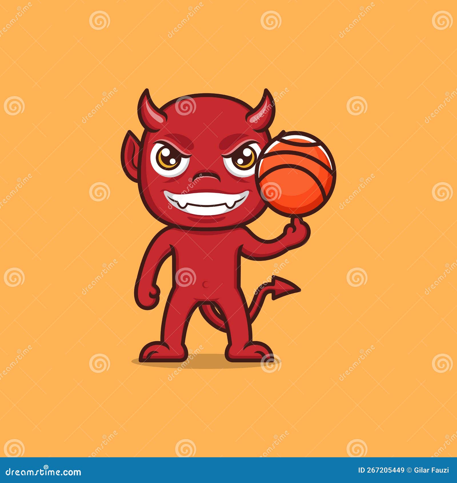 Devil playing basketball stock vector. Illustration of ugly - 267205449