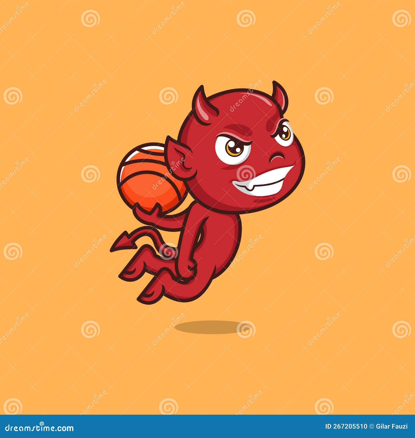 Devil playing basketball stock vector. Illustration of happy - 267205510