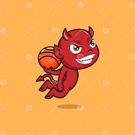 Devil playing basketball stock vector. Illustration of happy - 267205510