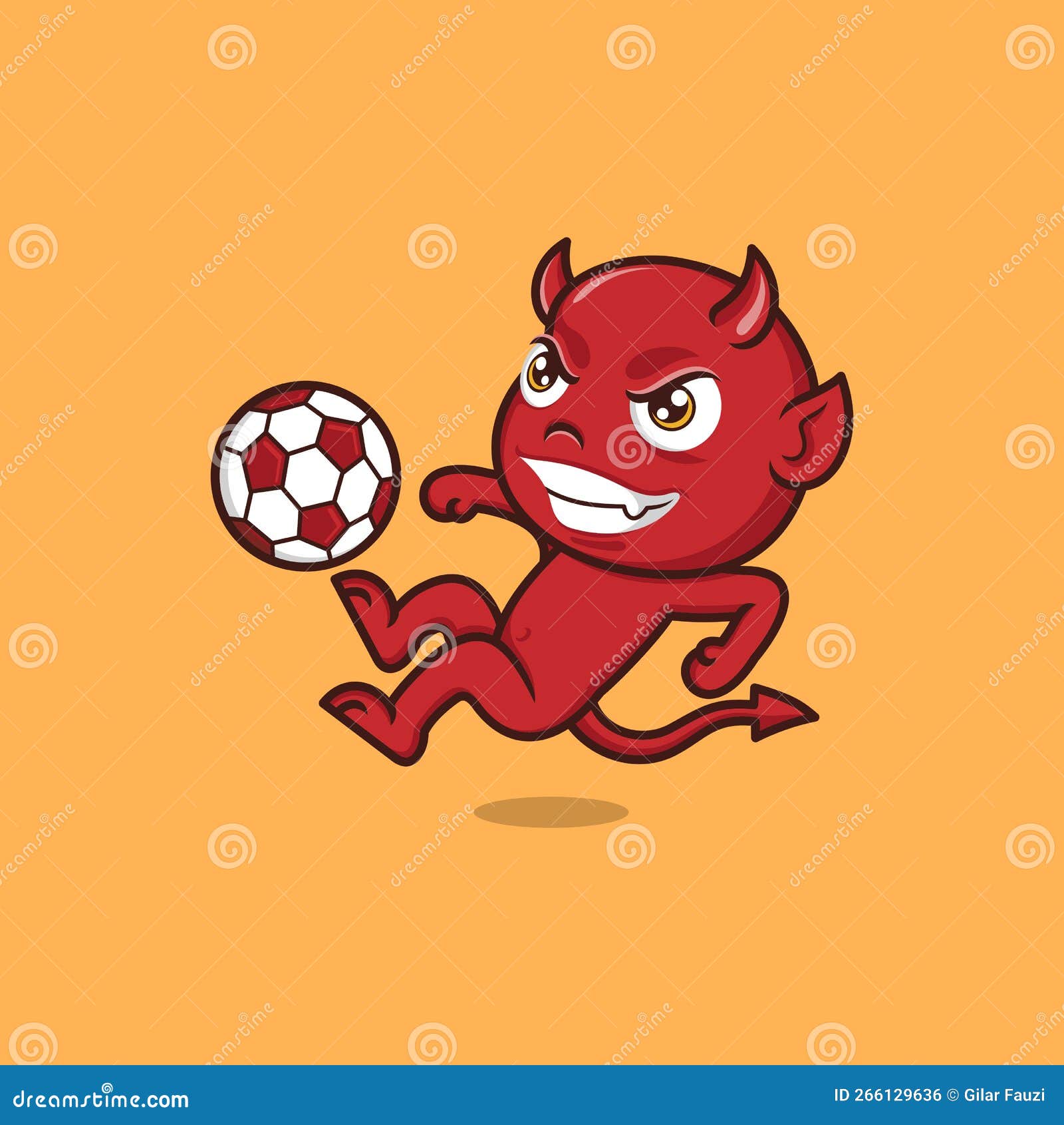 Devil playing football stock vector. Illustration of scary - 266129636