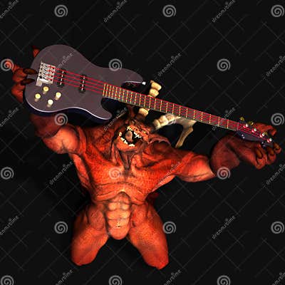 Devil Playing Guitar.satanic Stock Illustration - Illustration of nasty ...