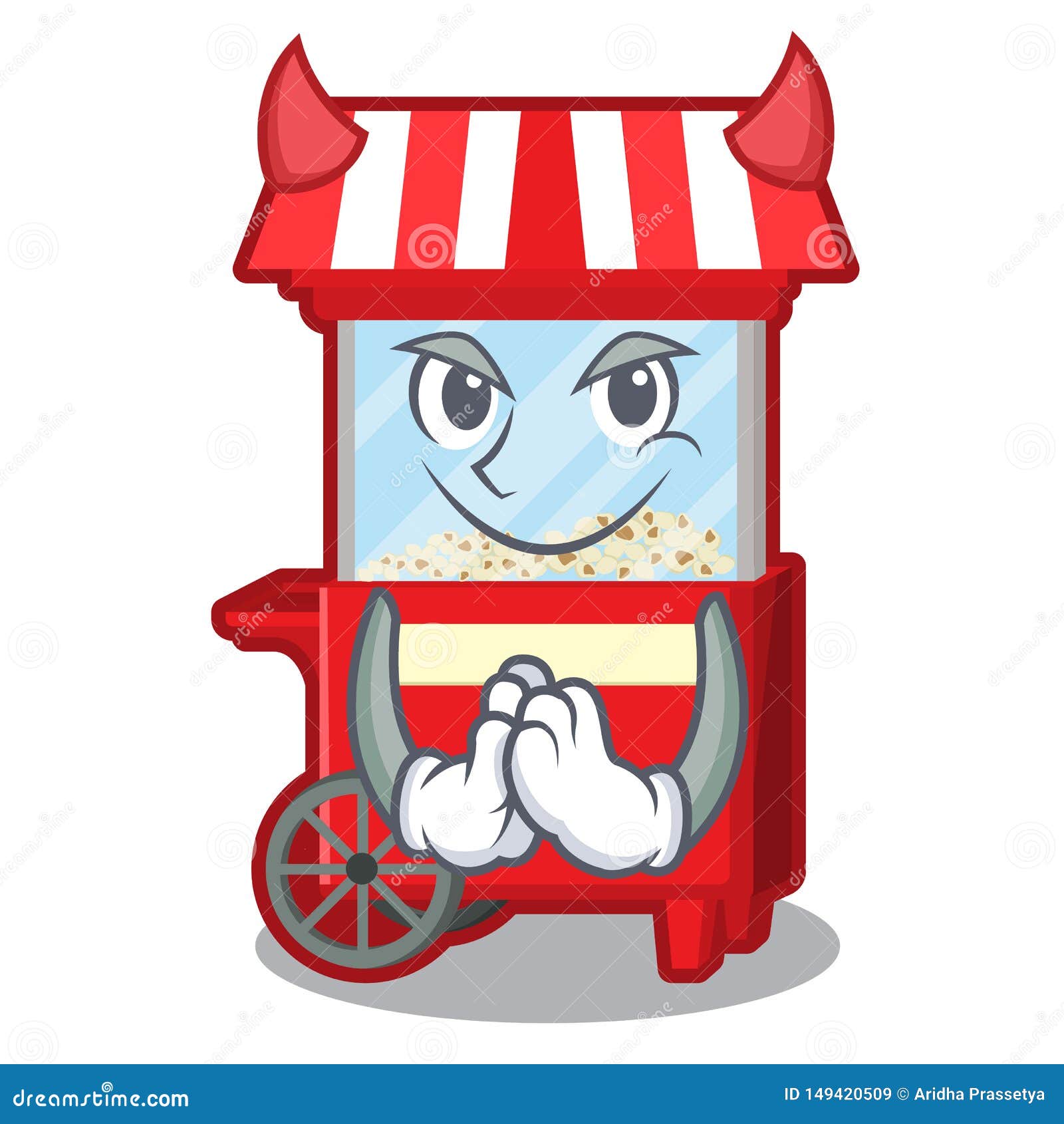 Devil Popcorn Vending Machine Is Formed Cartoon Vector Illustration ...