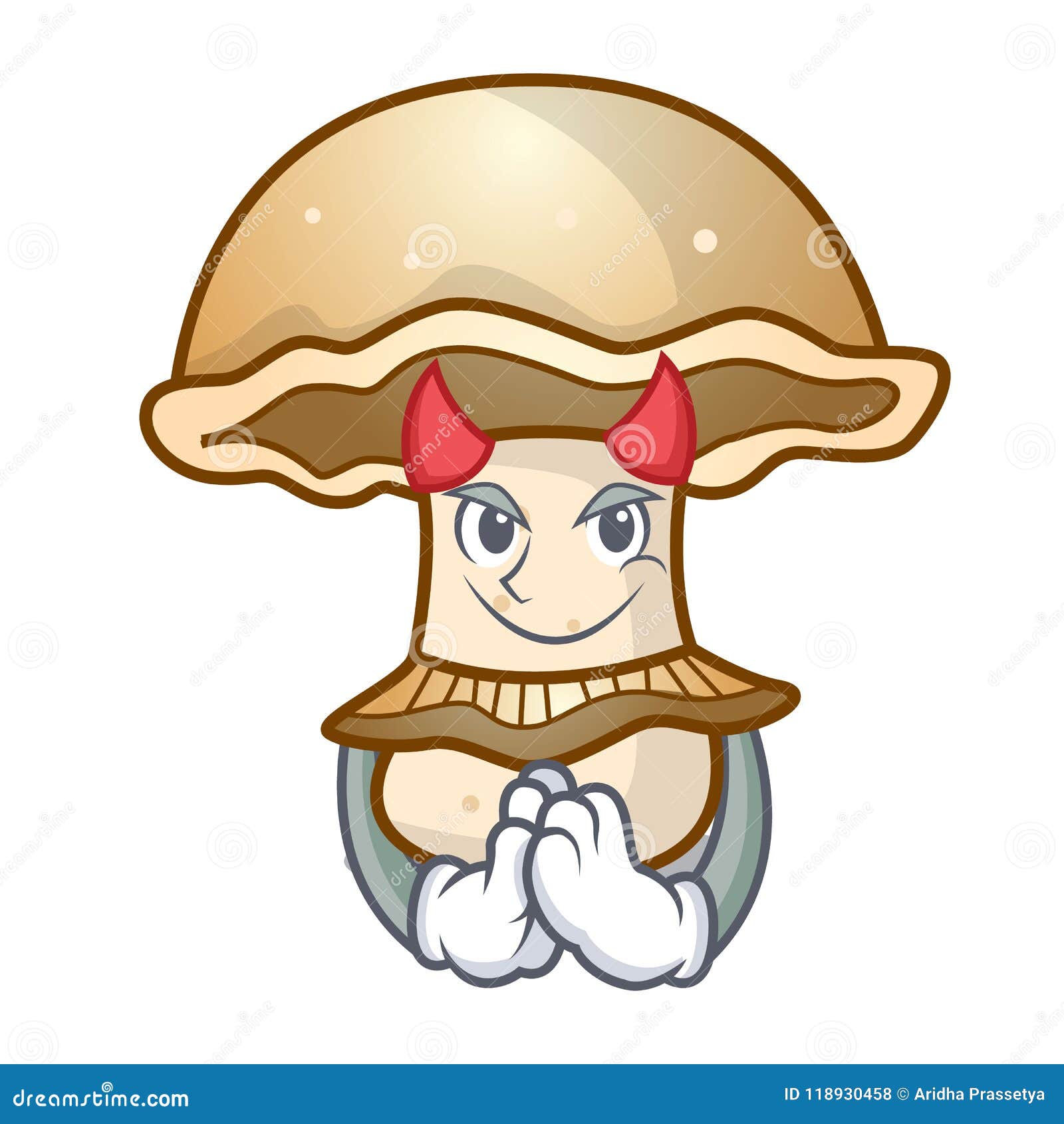 Devil Portobello Mushroom Mascot Cartoon Stock Vector - Illustration of ...