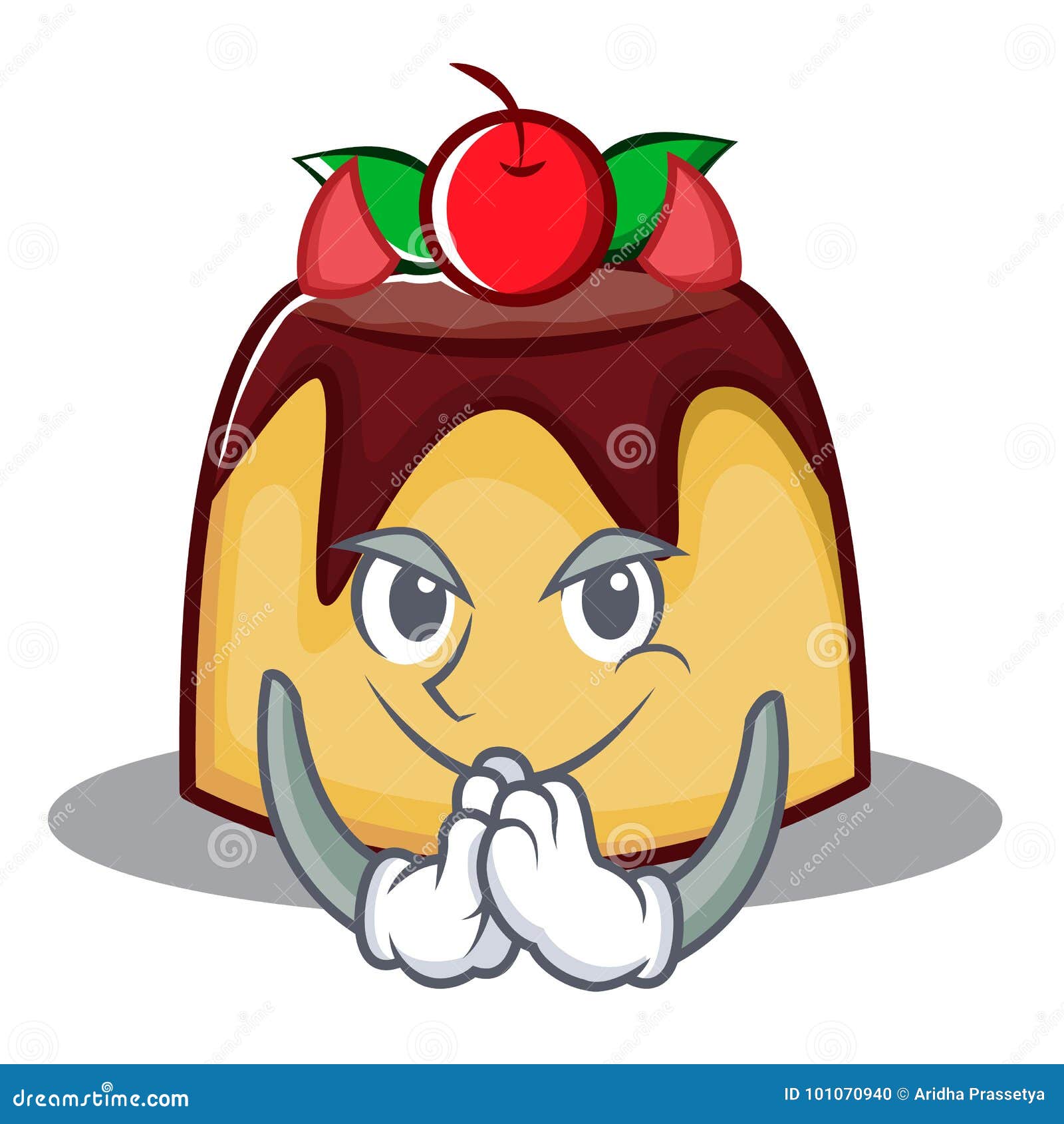 Devil Pudding Character Cartoon Style Stock Vector - Illustration of ...