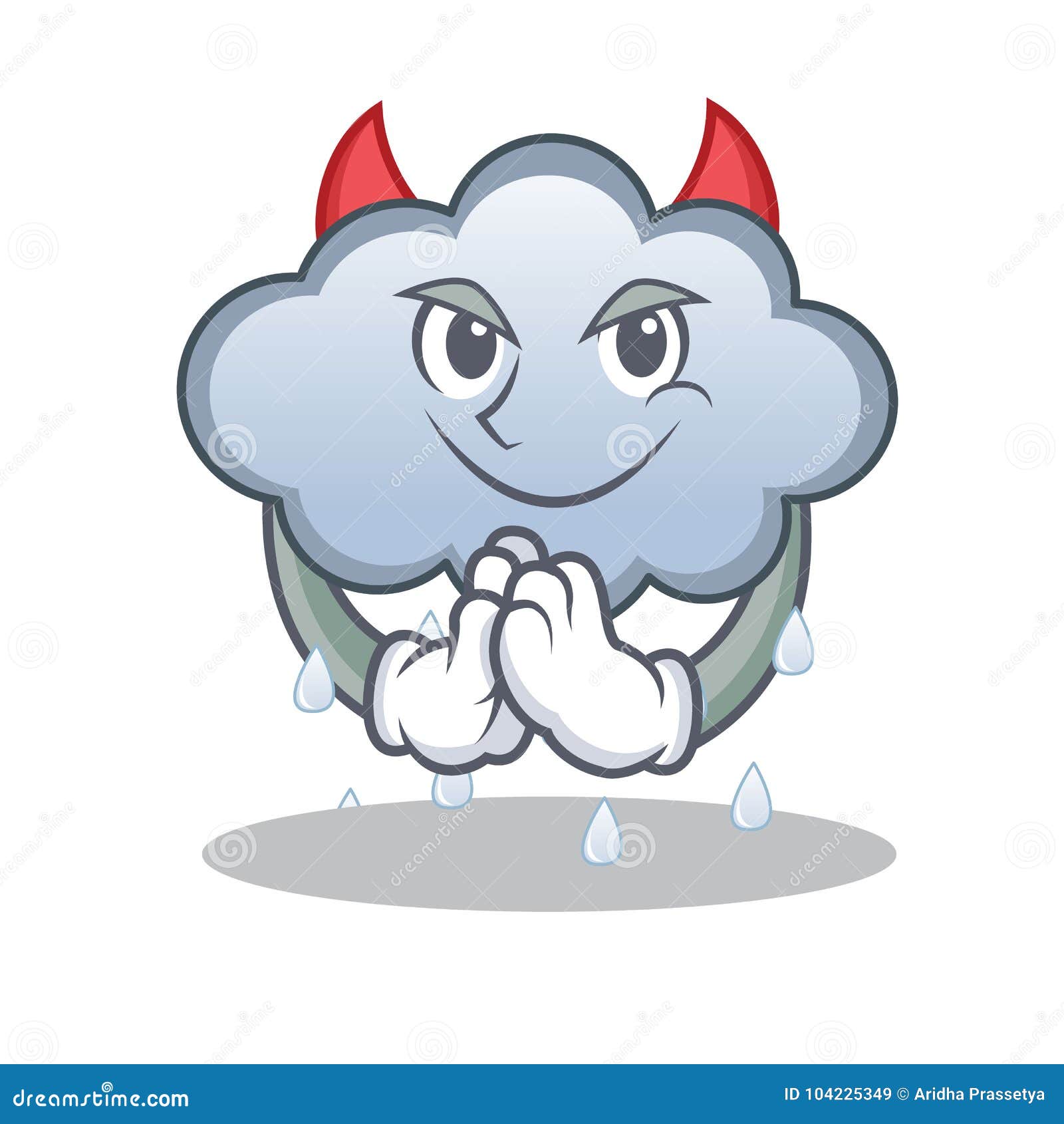 Devil Rain Cloud Character Cartoon Stock Vector - Illustration of eyes ...