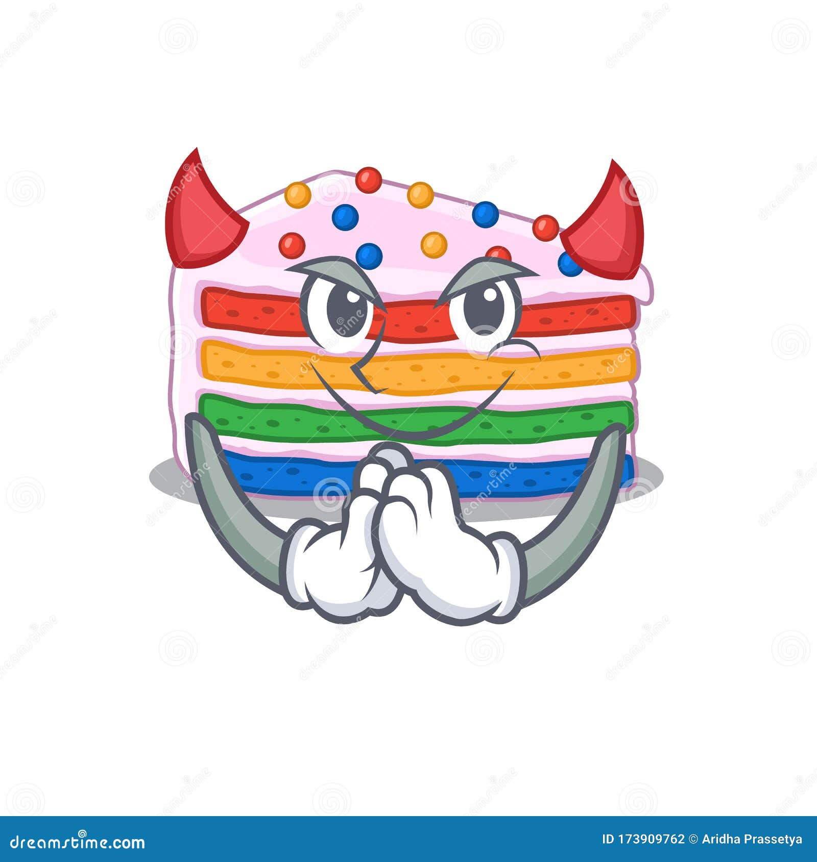 Devil Rainbow Cake Cartoon in Character Design Stock Vector ...