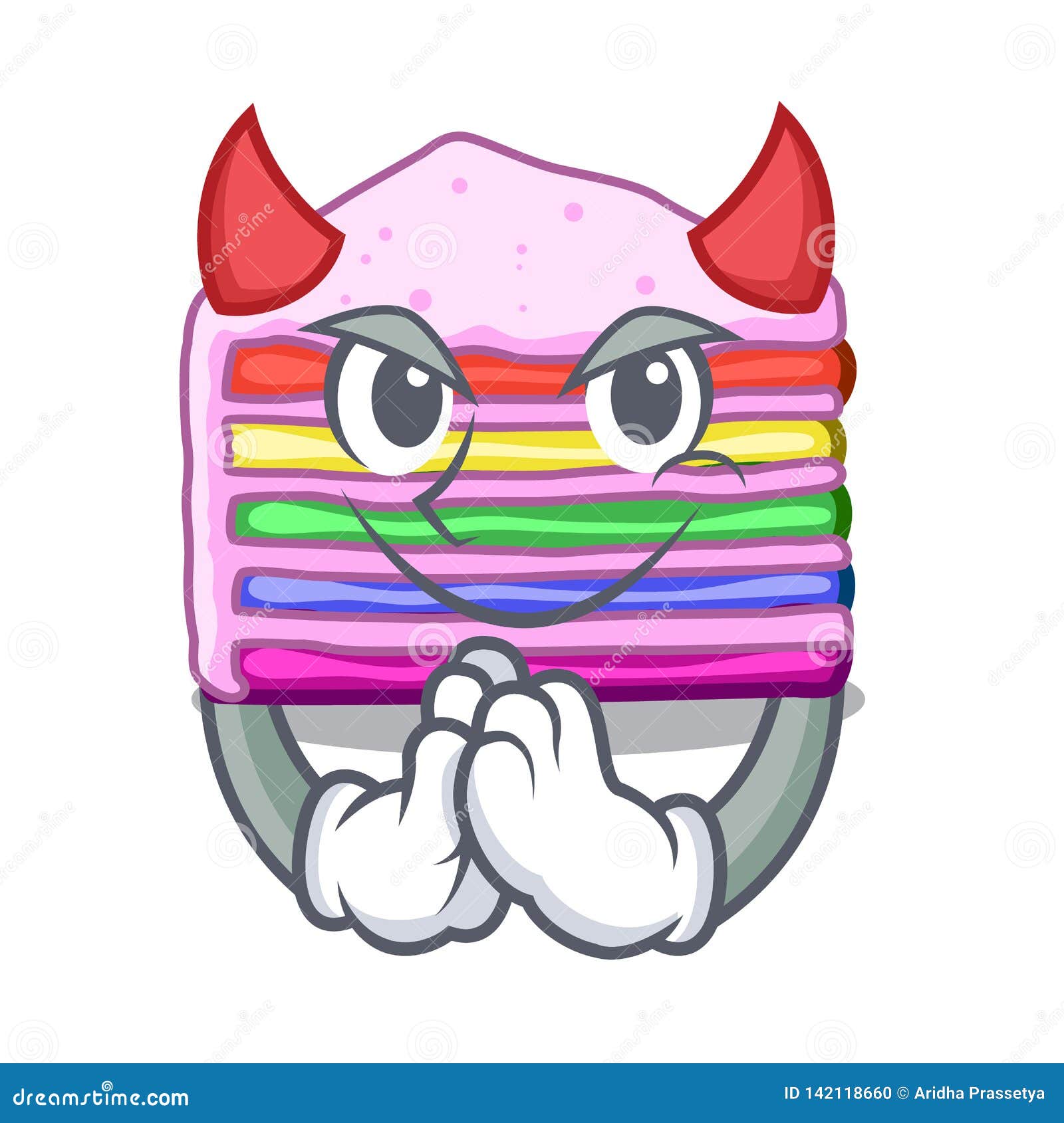 Devil Rainbow Cotton Candy Cartoon Character Design Vector Illustration ...