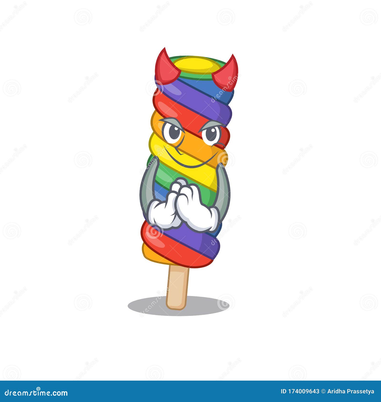 Devil Rainbow Ice Cream Cartoon Character Design Stock Vector ...