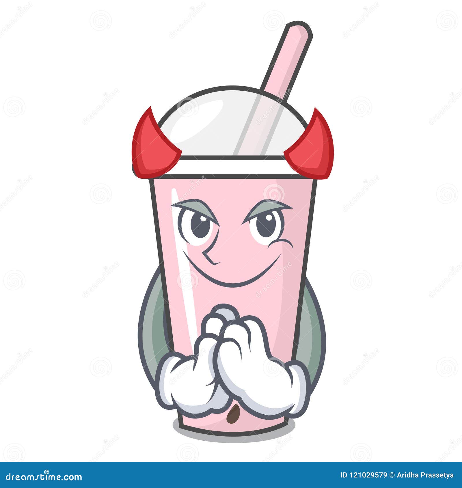 Devil Raspberry Bubble Tea Character Cartoon Stock Vector ...