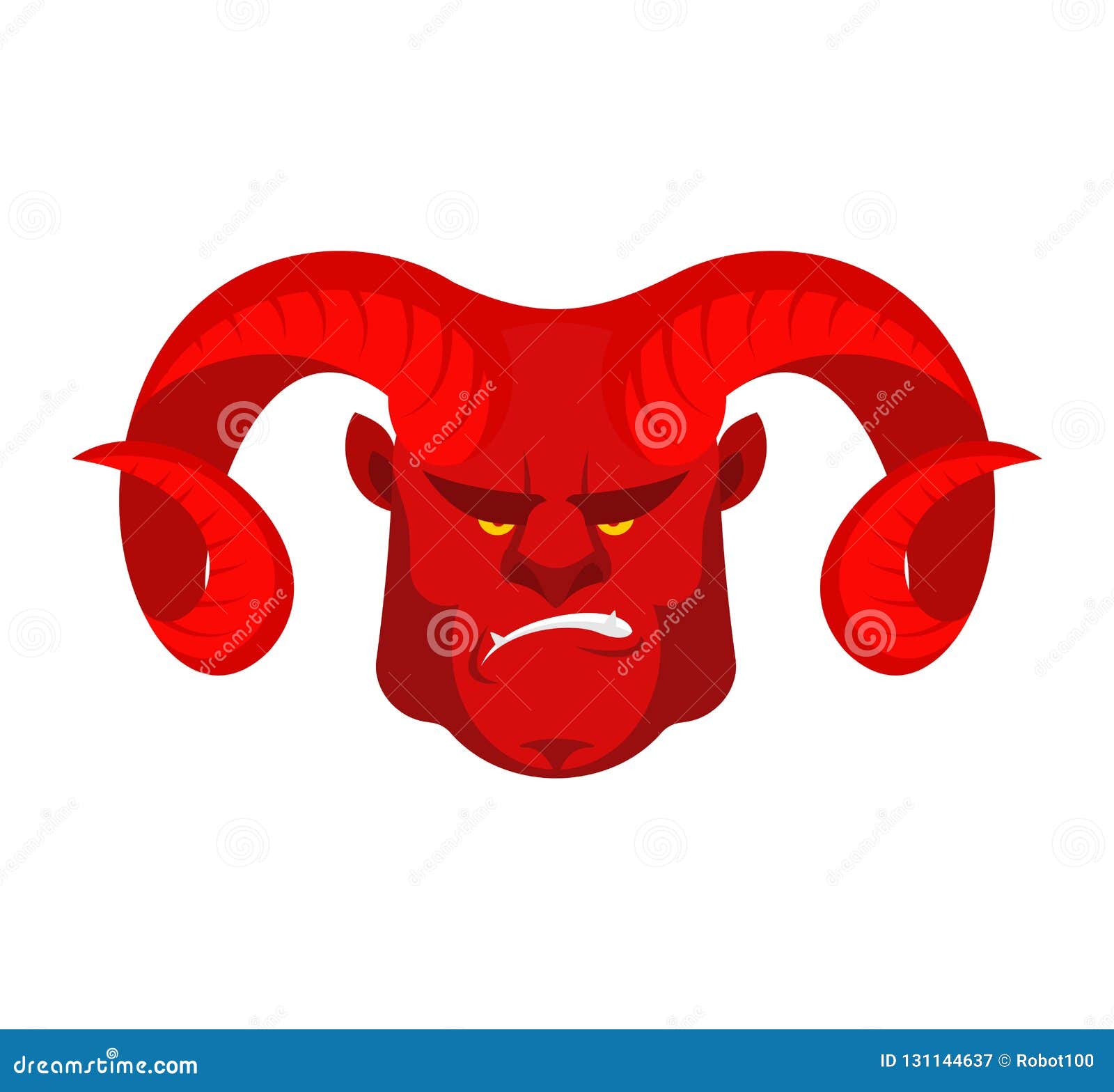 Devil Red with Big Horns. Demon Face. Satan Head Stock Vector ...