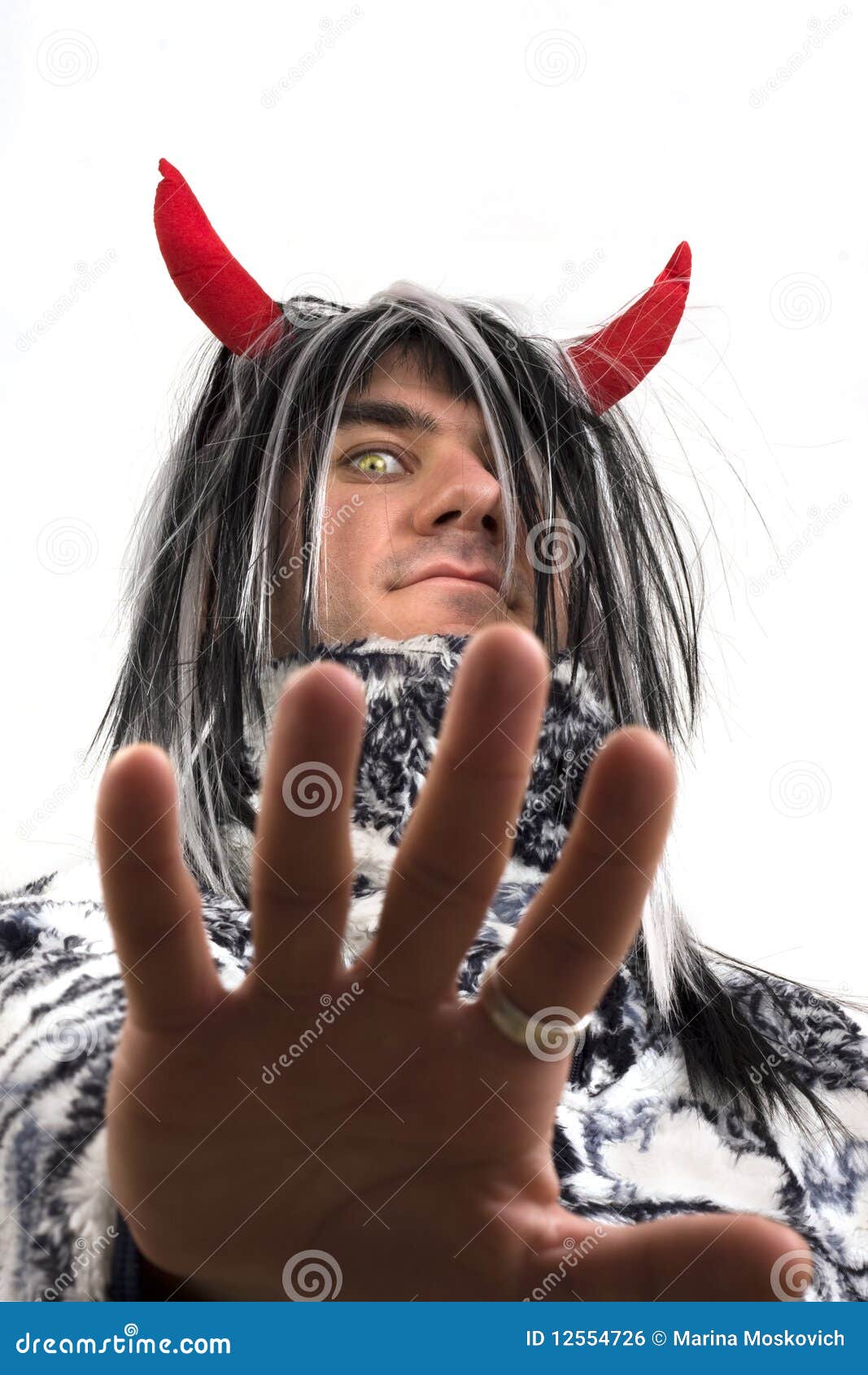 Devil with red horns stock photo. Image of dangerous - 12554726
