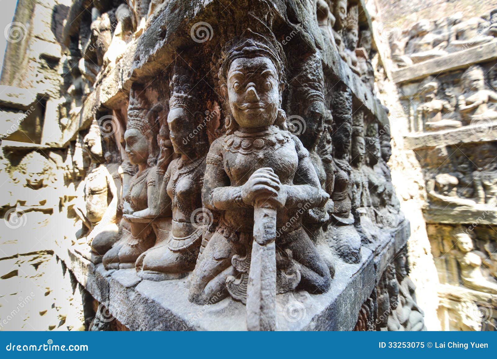Bas Relief Statue Of Khmer Culture In Angkor Wat. Royalty-Free Stock ...